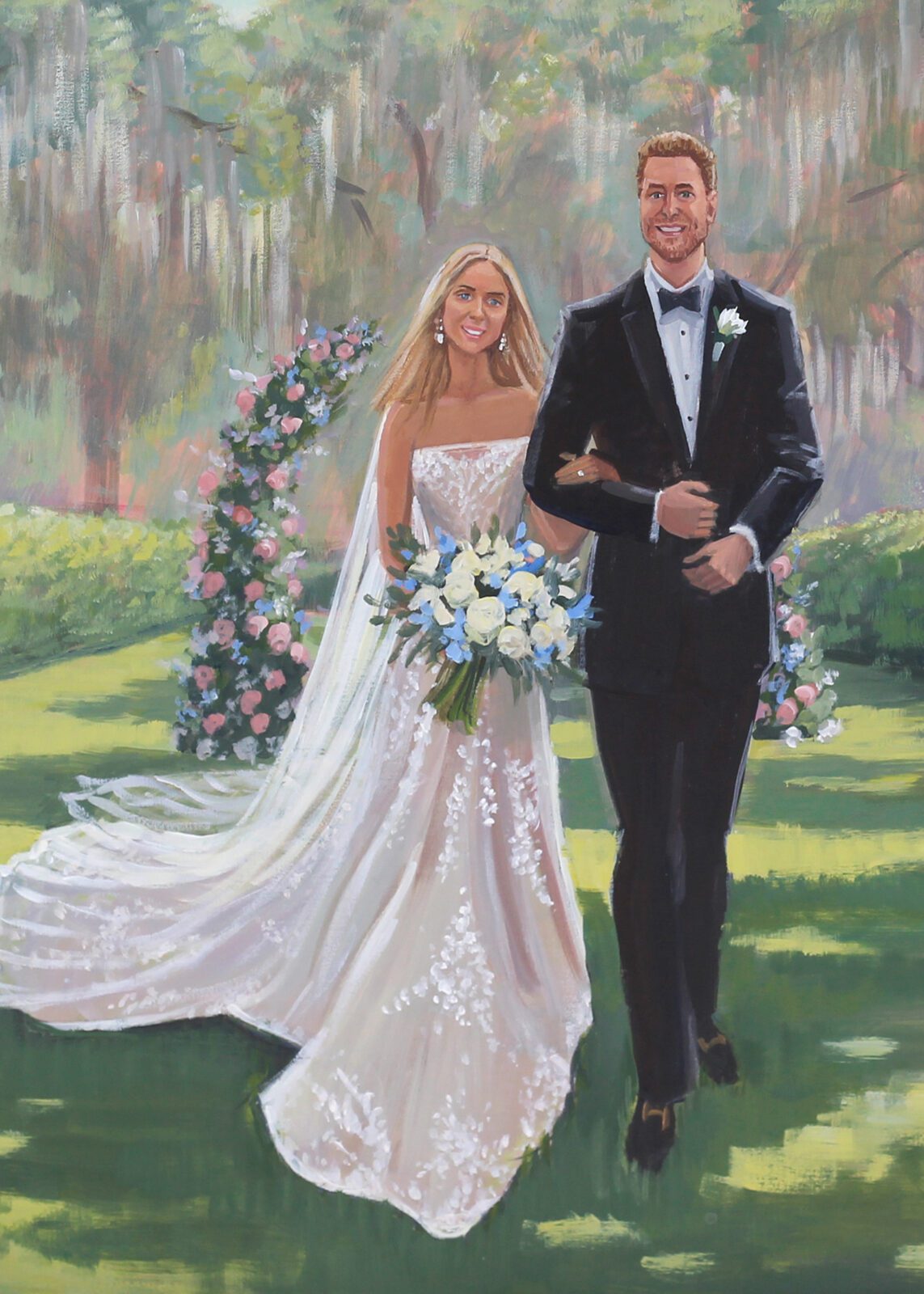 Chloe & Colton's Ford Field and River Club Wedding Painting