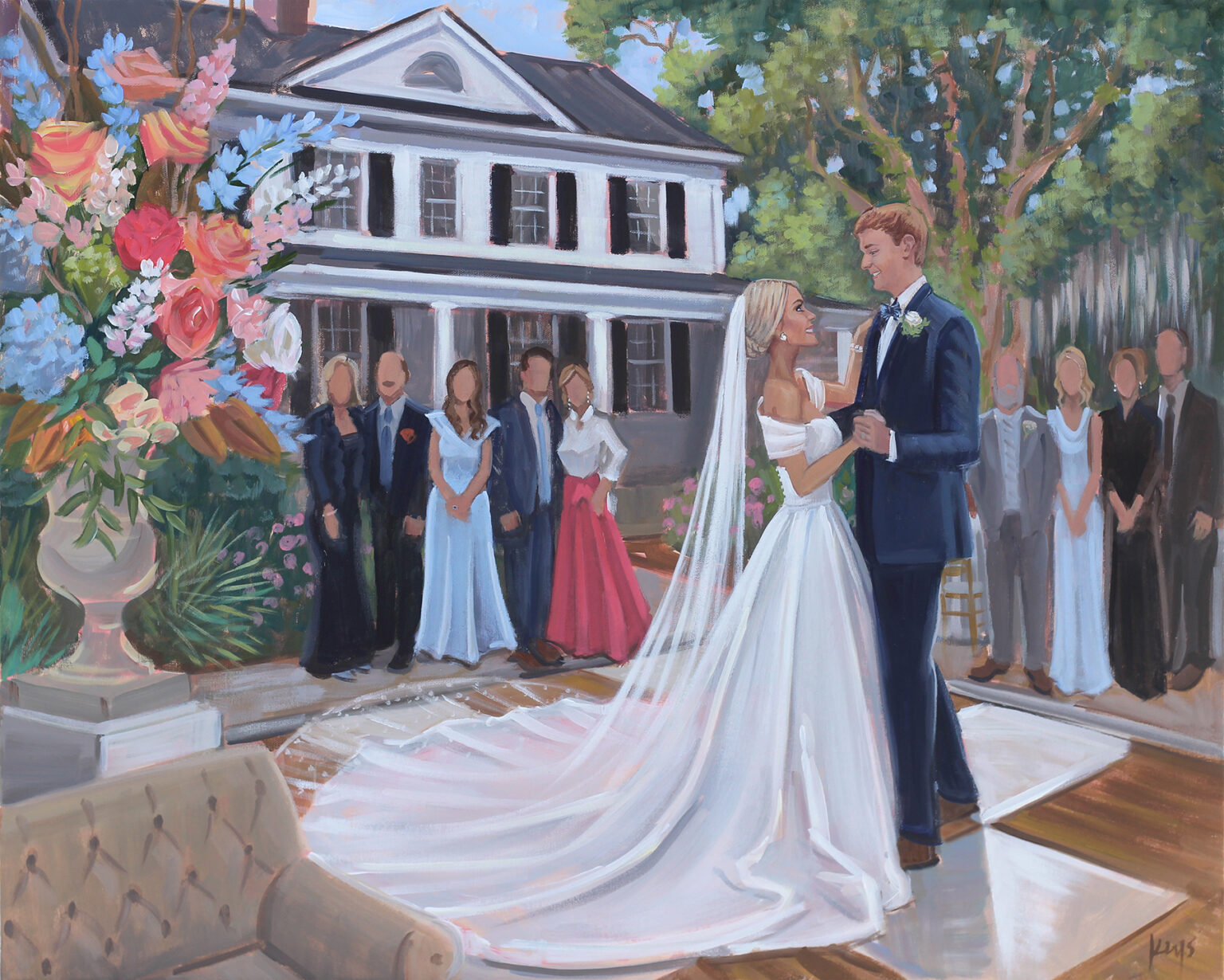 Miranda & Caleb's Legare Waring House Live Wedding Painting