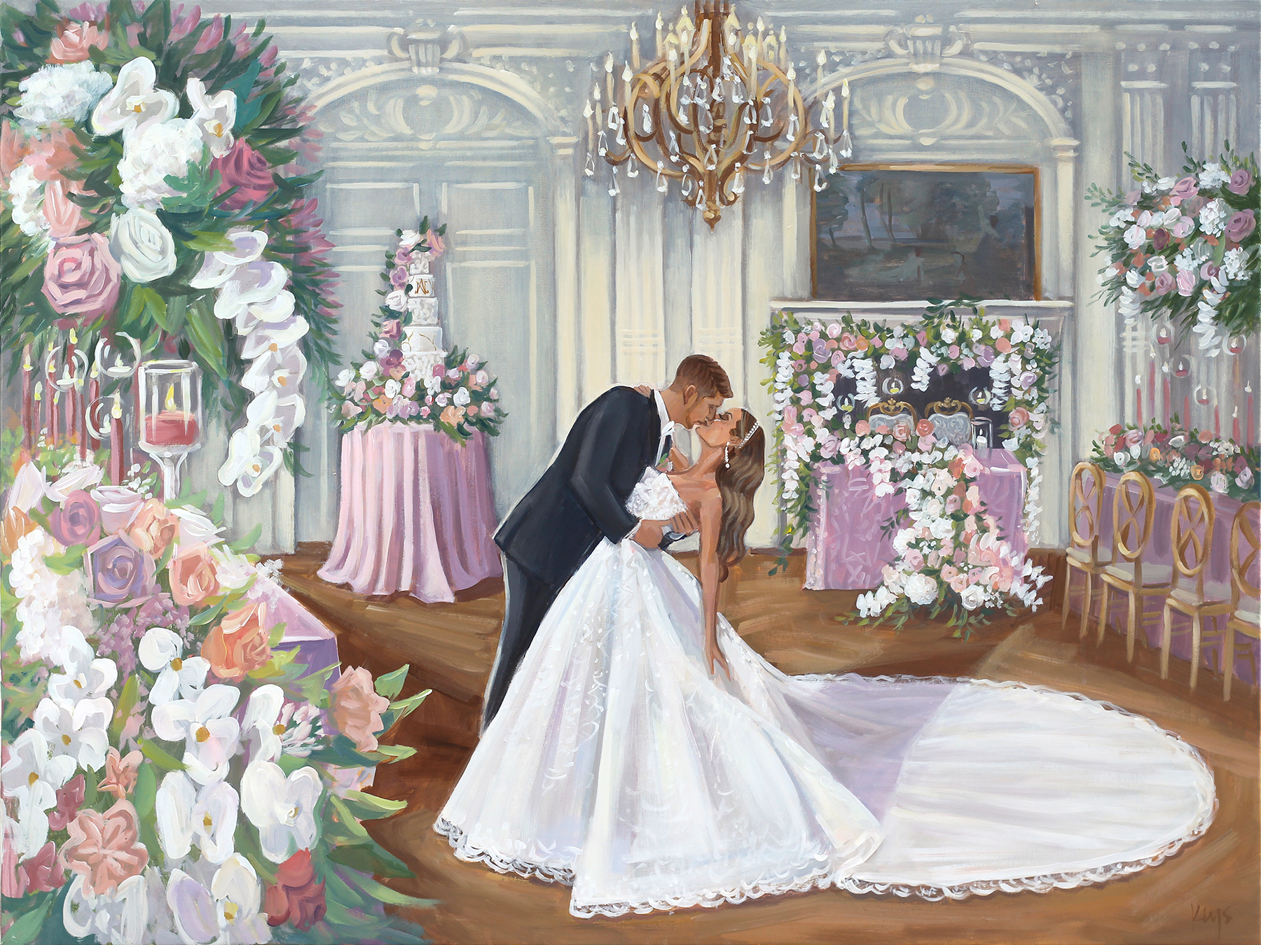 Rosecliff Mansion Wedding • Live Wedding Painting